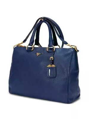Prada Vitello Daino Bauletto Tote Bag - Blue