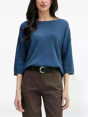 BENETTON Textured Knit Three-quarter Sleeve Sweater - Blue
