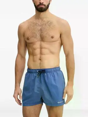 Gant Logo Print Swim Shorts - Blue