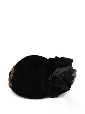 Vintage Floral Appliqué Sequin Embellished Hat