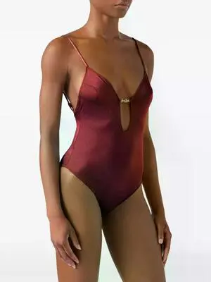 MC2 SAINT BARTH Teardrop Cut Out V-neck Swimsuit - Red