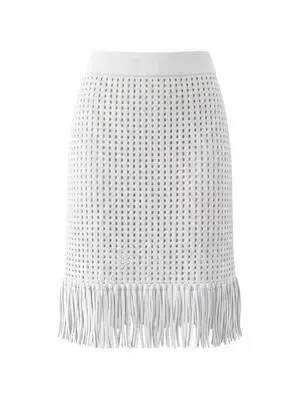 Akris Perforated Fringe-trimmed Mini Skirt - White