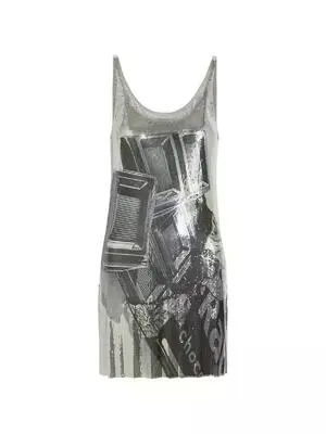 Rabanne Graphic-print Chainmail Mini Dress - Silver