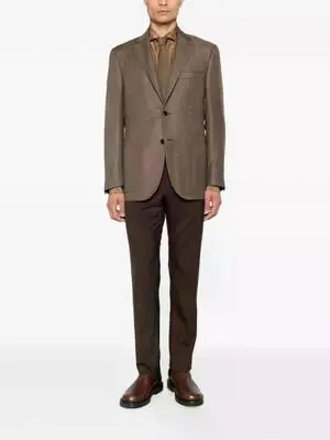 Corneliani Notched-lapels Single-breasted Blazer - Brown
