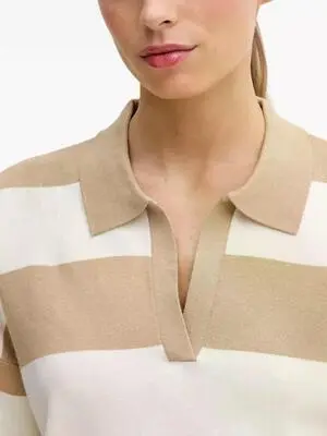 BENETTON Horizontal-stripe Polo Collar Sweater - Neutrals