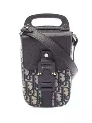 Dior Oblique Canvas Saddle Vertical Pouch Satchel - Neutrals