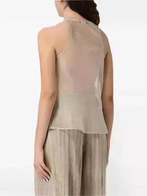 Emporio Armani Tulle And Macramé Insert Sleeveless Blouse