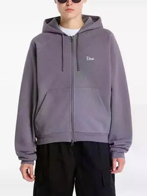DIME Logo Embroidered Zip-up Hoodie - Purple