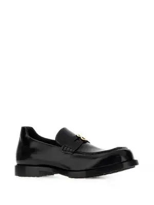 Balenciaga Logo-plaque Loafers In Shiny Calfskin