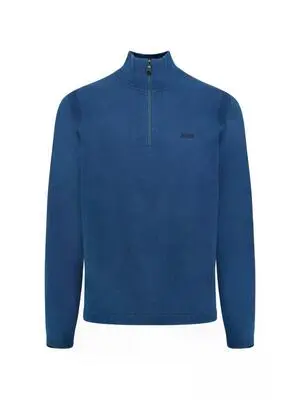 BOSS Logo Patch Half-zip Sweater - Blue