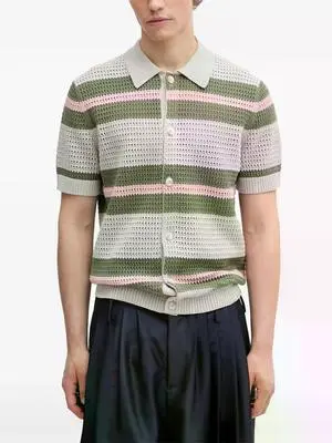 Marc O'polo Striped Pointelle-knit Shirt - Grey