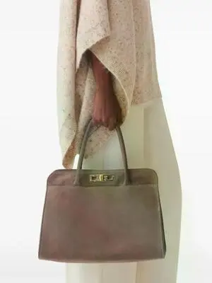 Fabiana Filippi Suede Twist-lock Tote Bag - Neutrals