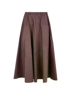 Black Label Elasticated-waist Patch-pocket Midi Skirt - Brown
