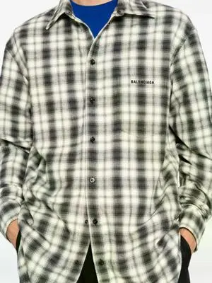 Balenciaga Check-pattern Logo-embroidered Shirt