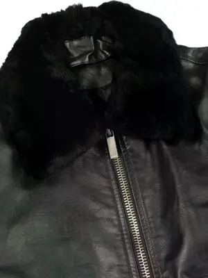 Dior Leather Shearling Collar Zip-up Jacket