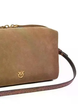 Pinko Medium Suede Boston Bag With Spray Effect - Neutrals