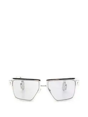 Prada Crystal Embellished Geometric Frame Sunglasses - Silver