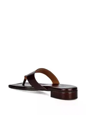 BILLI BI Leather Square-toe Flat Sandals - Brown