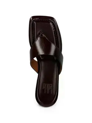 BILLI BI Leather Square-toe Flat Sandals - Brown