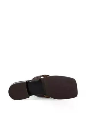 BILLI BI Leather Square-toe Flat Sandals - Brown