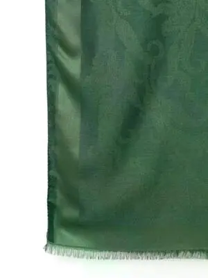 Etro Paisley-jacquard Fringed Scarf - Green