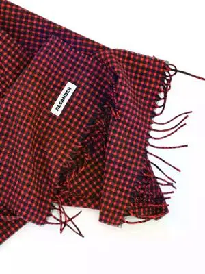 JIL SANDER Gingham Fringed Scarf