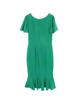 Dolce & Gabbana Short Sleeve Ruffled Hem Dress - Green