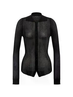DONDUP Ribbed Knit Long Sleeve Cardigan