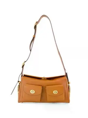 COACH Coach Turnlock Haversack Leather Shoulder Bag Brown