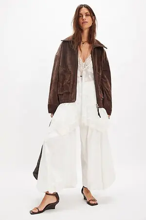 We The Free Desert Moon Suede Bomber Jacket - Brownie Batter