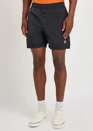 Stone Island Appliquéd Nylon Shorts - Navy