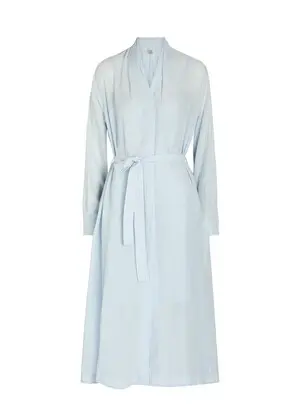 TOTEME Belted Cotton Voile Midi Dress - Light Blue