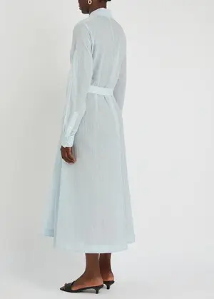 TOTEME Belted Cotton Voile Midi Dress - Light Blue