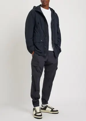 Stone Island Logo Stretch-cotton Cargo Trousers - Navy