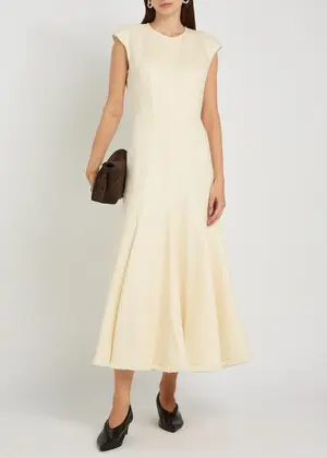 Gabriela Hearst Crowther Silk And Wool-blend Midi Dress - Ivory