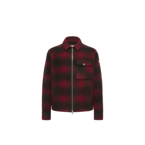 Moncler Check Jersey Zip-up Shirt Jacket - Black