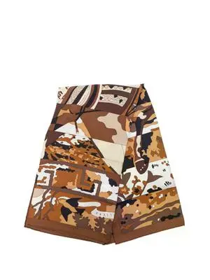 Hermès 1990-2010 Les Dix Cavaliers Silk Scarf 90 Scarves - Brown