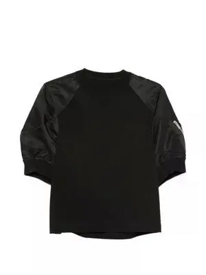 Sacai Crew Neck Sweatshirt With Zip Pocket Sleeve