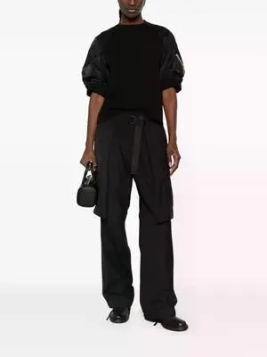 Sacai Crew Neck Sweatshirt With Zip Pocket Sleeve