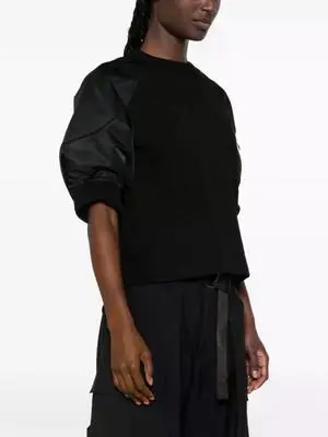 Sacai Crew Neck Sweatshirt With Zip Pocket Sleeve