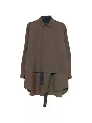 Sacai Long-sleeve Layered Shirt Dress - Brown