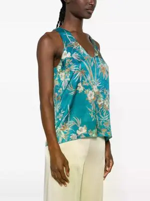 FORTE_FORTE Floral Print V-neck Sleeveless Top - Blue