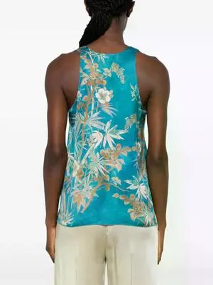 FORTE_FORTE Floral Print V-neck Sleeveless Top - Blue
