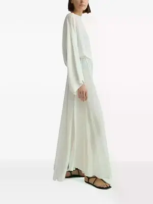 Bondi Born Cremona Cropped Sheer Blouse - White