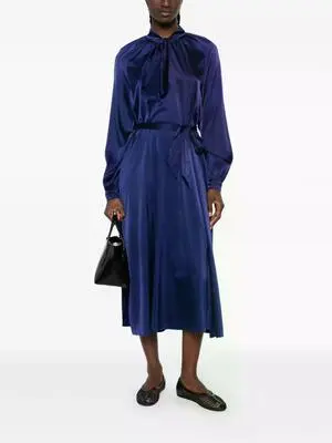 FORTE_FORTE Tie-neck Belted Midi Dress