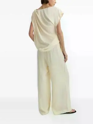 Bondi Born Ardea Hammered Satin Draped Blouse - Neutrals