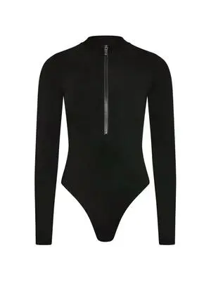 Bondi Born Parker Long-sleeve Zip-front Swimsuit - Black