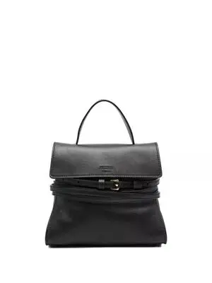 Moschino Leather Tote Bag With Foldover Top - Black