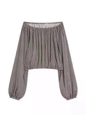 Bondi Born Salema Polka-dot Balloon Sleeve Top - Brown
