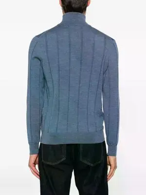 Canali Ribbed Quarter-zip Sweater - Blue